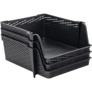 Advantus Nest and Stack Open Lid Storage Bin, Black, 3/Pack (39221)