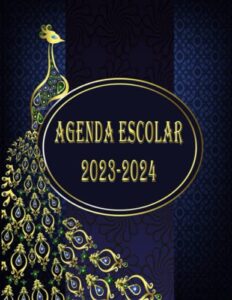 agenda escolar 2023-2024: semana vista a4, 1 semana en 2 páginas, de septiembre de 2023 a julio de 2024, para niño, niña, estudiante, universidad, ... portada de pavo real (spanish edition)