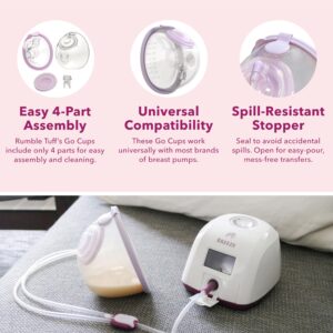 Rumble Tuff Go Cups – Hands-Free Collection Cups – Discreet, Powerful Breast Pumping – Comfortable On-The-Go with 8 oz. Storage Capacity – 4 Easy to Clean Parts – Free Pumping Consults with an IBCLC