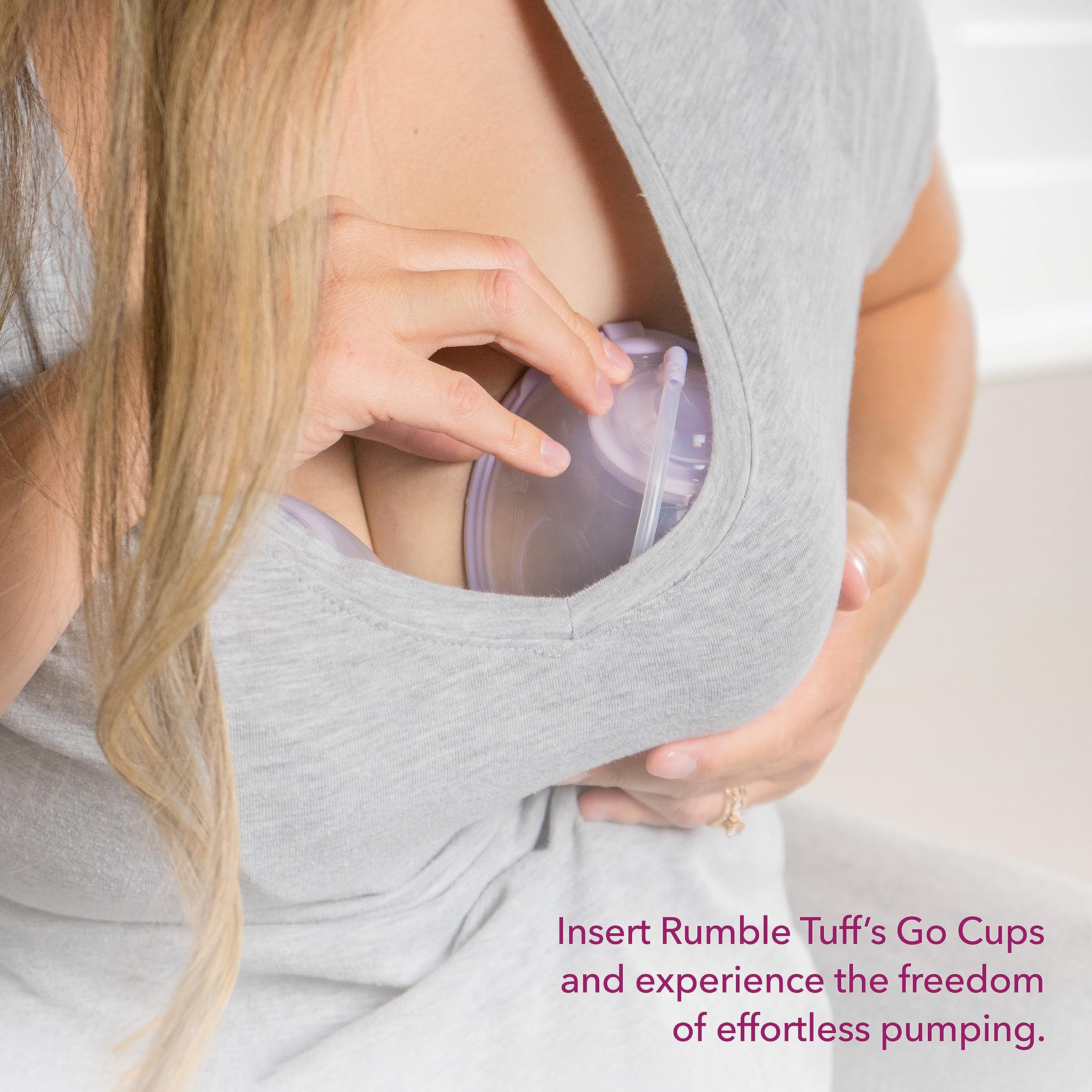 Rumble Tuff Go Cups – Hands-Free Collection Cups – Discreet, Powerful Breast Pumping – Comfortable On-The-Go with 8 oz. Storage Capacity – 4 Easy to Clean Parts – Free Pumping Consults with an IBCLC