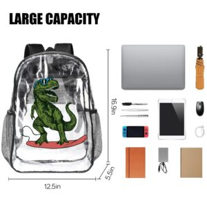 Gtonpum Clear Backpack for School, Heavy Duty PVC Transparent Bookbag Backpacks for Boys Adults Kids, See Through Backpack with Padded Straps for Security, College, Work, Concert, 17 IN (Dinosaur)