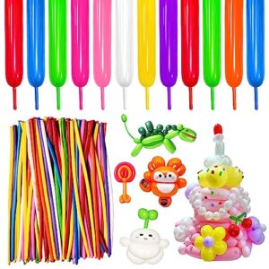 kawkalsh 260 long balloons for balloon animals, 100pcs twisting balloons for balloon garland animals modeling birthday wedding party decorations multicolor