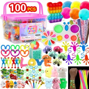 100 pcs fidget toys pack, party favors for kids 8-12 mini autism sensory toy goodie bag pinata stuffers treasure box school prizes birthday party supplies halloween treat xmas gifts for boys girls 4-8