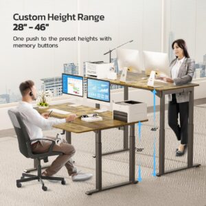 Dripex Standing Desk, 63 x 43 Inch L Shaped Desk, Electric Height Adjustable Dual Motor Sit Stand Desk, Corner Stand Up Desk, Large Computer Workstation for Home Office with 4 Stable Legs