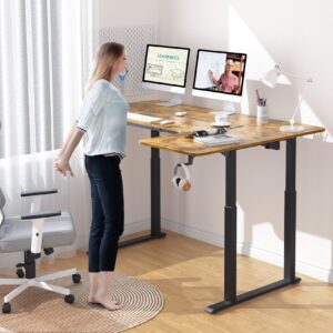 Dripex Standing Desk, 63 x 43 Inch L Shaped Desk, Electric Height Adjustable Dual Motor Sit Stand Desk, Corner Stand Up Desk, Large Computer Workstation for Home Office with 4 Stable Legs