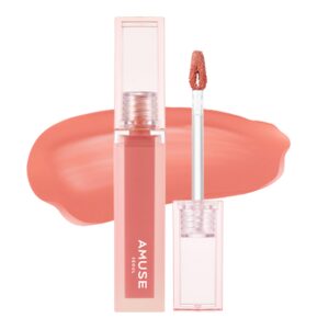 amuse seoul dew tint 00 honey fig by ava | soft and nude orange pink | dewy, glossy, moisturizing, long-lasting color, youthful glow, allergen-free, vegan