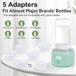 Bufims Portable Bottle Warmer, Fast Heating Travel-Friendly Leak-Proof Cordless Milk Warmer, with 5 Adapters for All Bottles