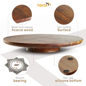 TIDITA 13" Acacia Wood Cake Stand Rotating – Rustic Cake Stand Turntable – Wooden Revolving Spinner Cake Decorating Supplies - Use at Parties, Weddings, Restaurants (Acacia Wood)