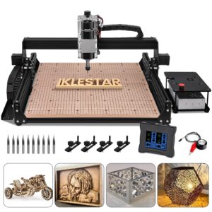 iklestar 500w spindle cnc machine for metal, 3 axis desktop cnc router with offline controller, 430 x 390 x 90mm working area