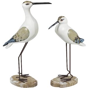 evinis 2pcs wooden seagull figurines, mediterranean style bird states ornaments for beach,garden, backyard,balcony, living room decoration