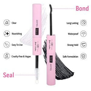 Lash Bond and Seal Lash Clusters Glue Long Lasting 2 in 1 Lash Glue for DIY Lash Extensions at Home Strong Hold Cluster Eyelash Adhesive Waterproof (5ml+5ml) by Newcally