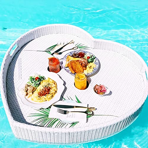 ENPAP Heart Floating Plate, Deluxe Floating Tray for Pool, Stylish Breakfast Tray on The Water, Luxury Floating Bar Drink Holder for Pool Parties