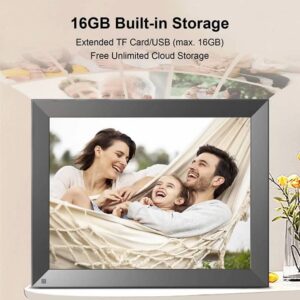 Large Digital Photo Frame WiFi Digital Picture Frame - 15-inch 32GB Smart Cloud Electronic Picture Frame Touch Screen Wall Mountable, Share Photo Video via App Email Instantly, Gifts for Father’s Day