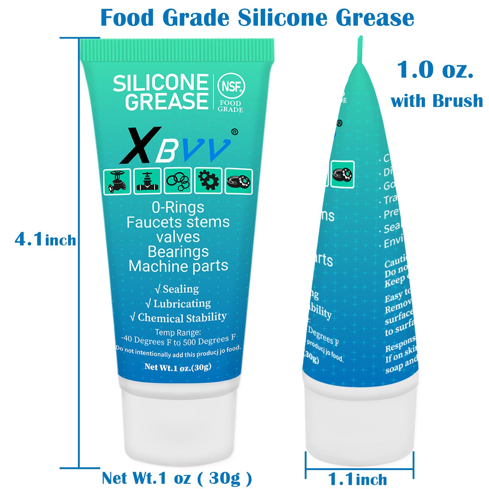 XBVV Silicone Lubricating Grease for Plumber Faucet Rubber Washers Valve O Ring 2-Pack 1 oz Tube with Brush