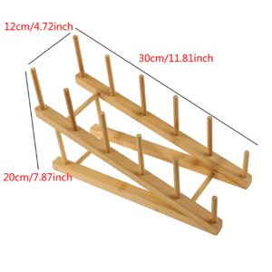 Hsakess Wooden Dish Rack Minimalist Creative Drainage Plate Stand Holder Kitchen Cabinet Organizer for Pot Lid Tableware