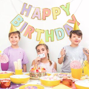 LITAUS, Macaron Happy Birthday Banner - Pre-Strung, 9 ft, No DIY | Birthday Decorations | Happy Birthday Sign for Birthday Decor, Backdrop | Birthday Banner for Women, Kids | Macaron Birthday