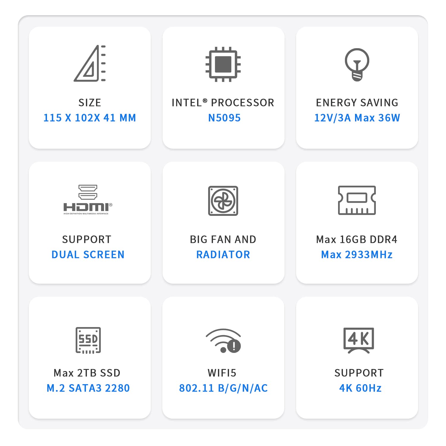 Beelink Mini PC, EQ12 Mini Computers Alder Lake N305(up to 3.8GHz) 8C/8T, Desktop Computers 16G DDR5 RAM 500G SSD 4K 60Hz USB-C&Dual HDMI WiFi 6/BT5.2/Dual 2.5Gbps for Office/Home/HTPC/Family-NAS