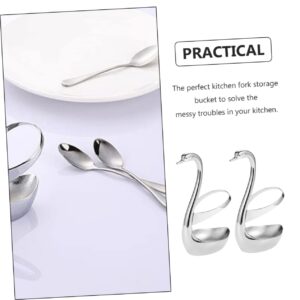 BESPORTBLE Food Fork Spoon Holder 2pcs Swan and Fork Storage Kitchen Supplies Zinc Alloy Non-slip Trailer Jack Drill Adapter