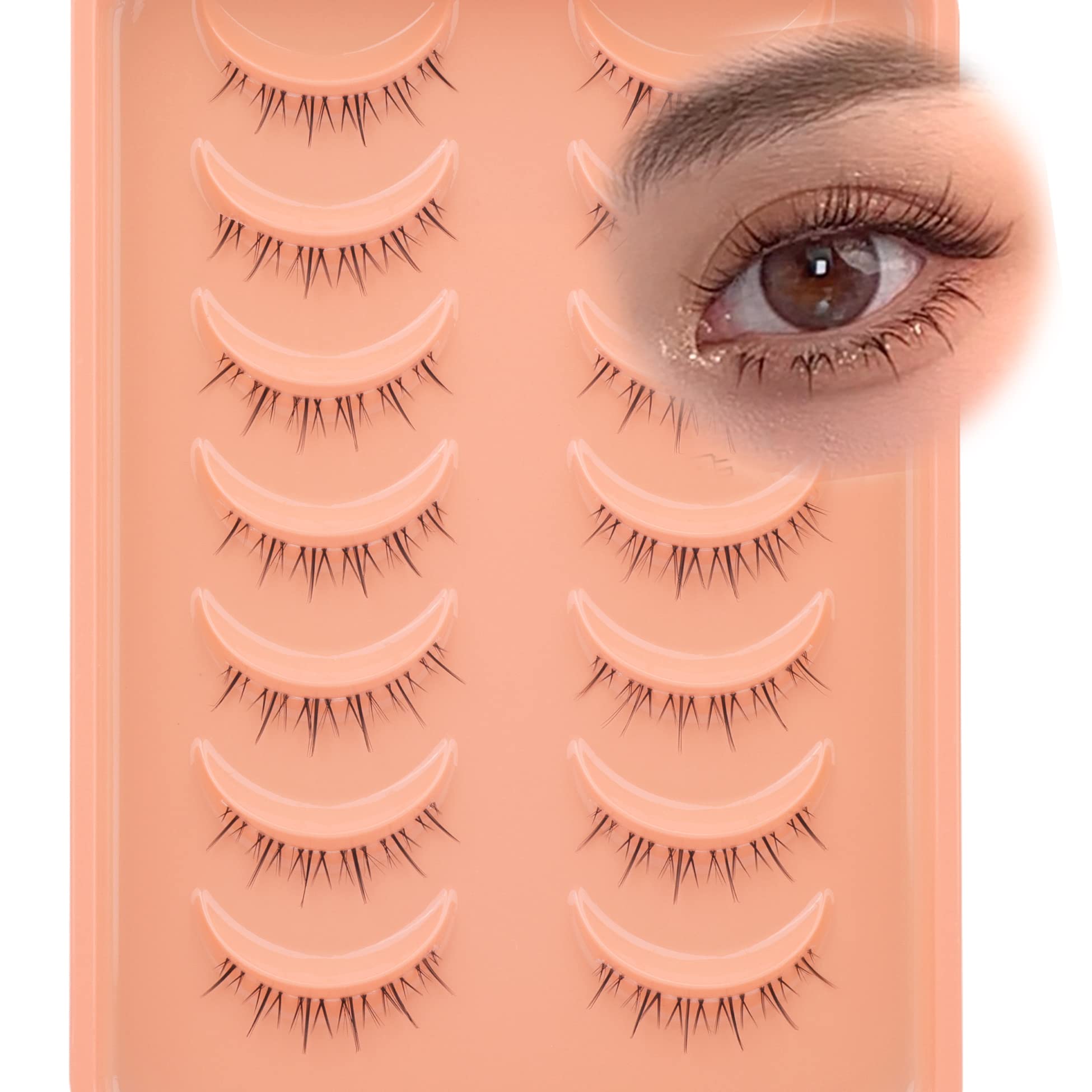 Bottom Lashes Wispy Clear Band Bottom Eyelashes Manga Lower Fake Eyelashes Natural Look Short Under Lash 7 Pairs