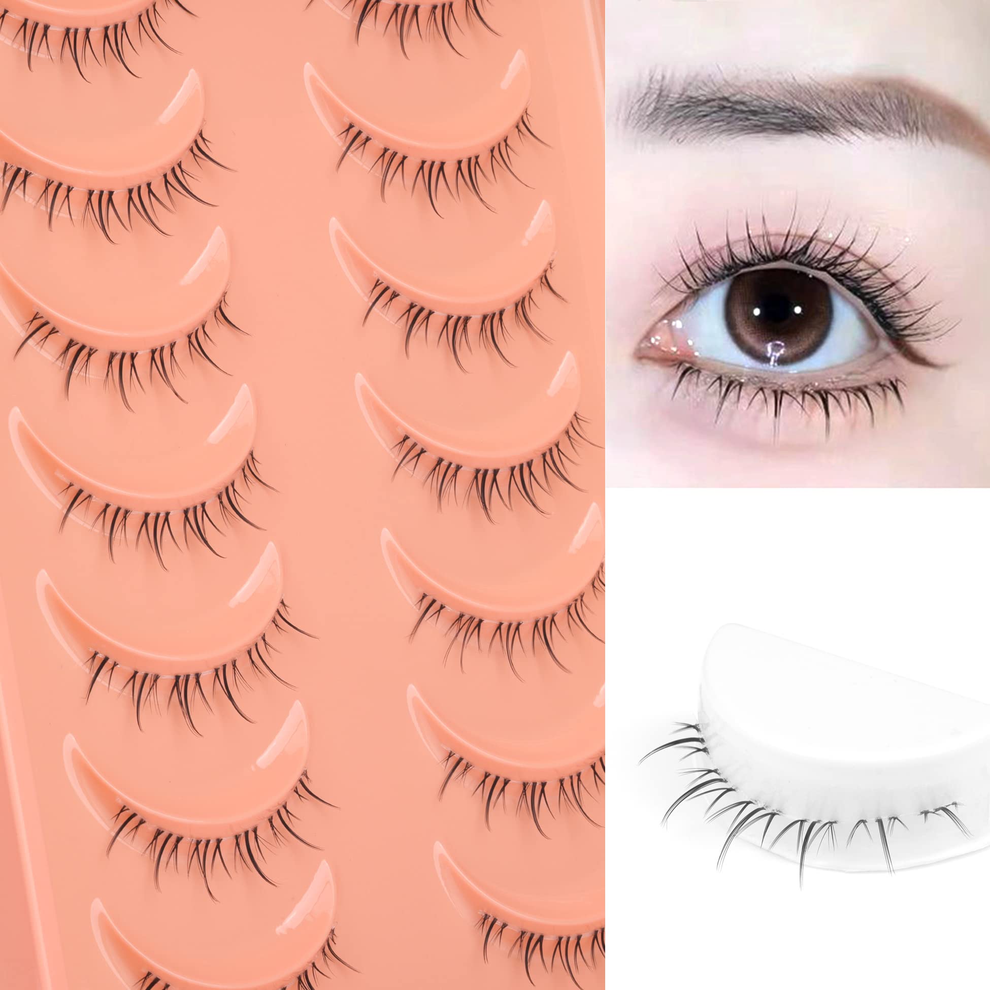 Bottom Lashes Wispy Clear Band Bottom Eyelashes Manga Lower Fake Eyelashes Natural Look Short Under Lash 7 Pairs