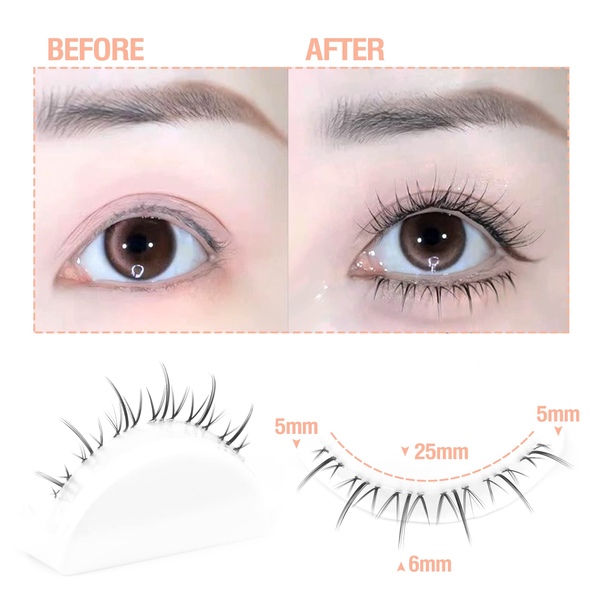 Bottom Lashes Wispy Clear Band Bottom Eyelashes Manga Lower Fake Eyelashes Natural Look Short Under Lash 7 Pairs