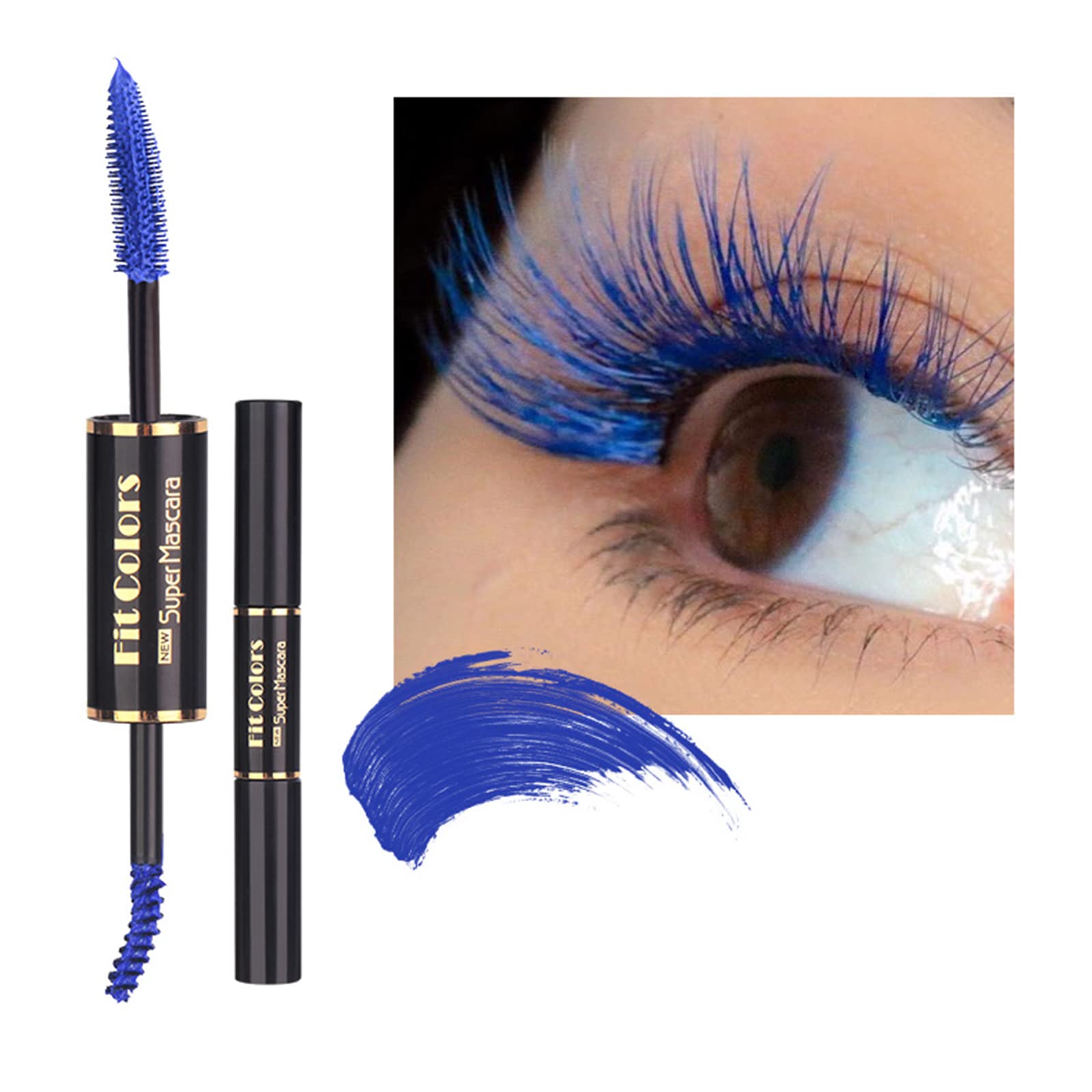 Quxunzzz Washable Mascara Eye Makeup, Lengthening Mascara,Volumizing Mascara, Mascara Makeup Blue (Double head)