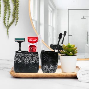 LUANT 4 PCS Bathroom Accessories Set Including Soap Dispenser, Tumbler, Teethbrush Holder and Soap Dish, Bathroom Decor, Gift for New Home, Black