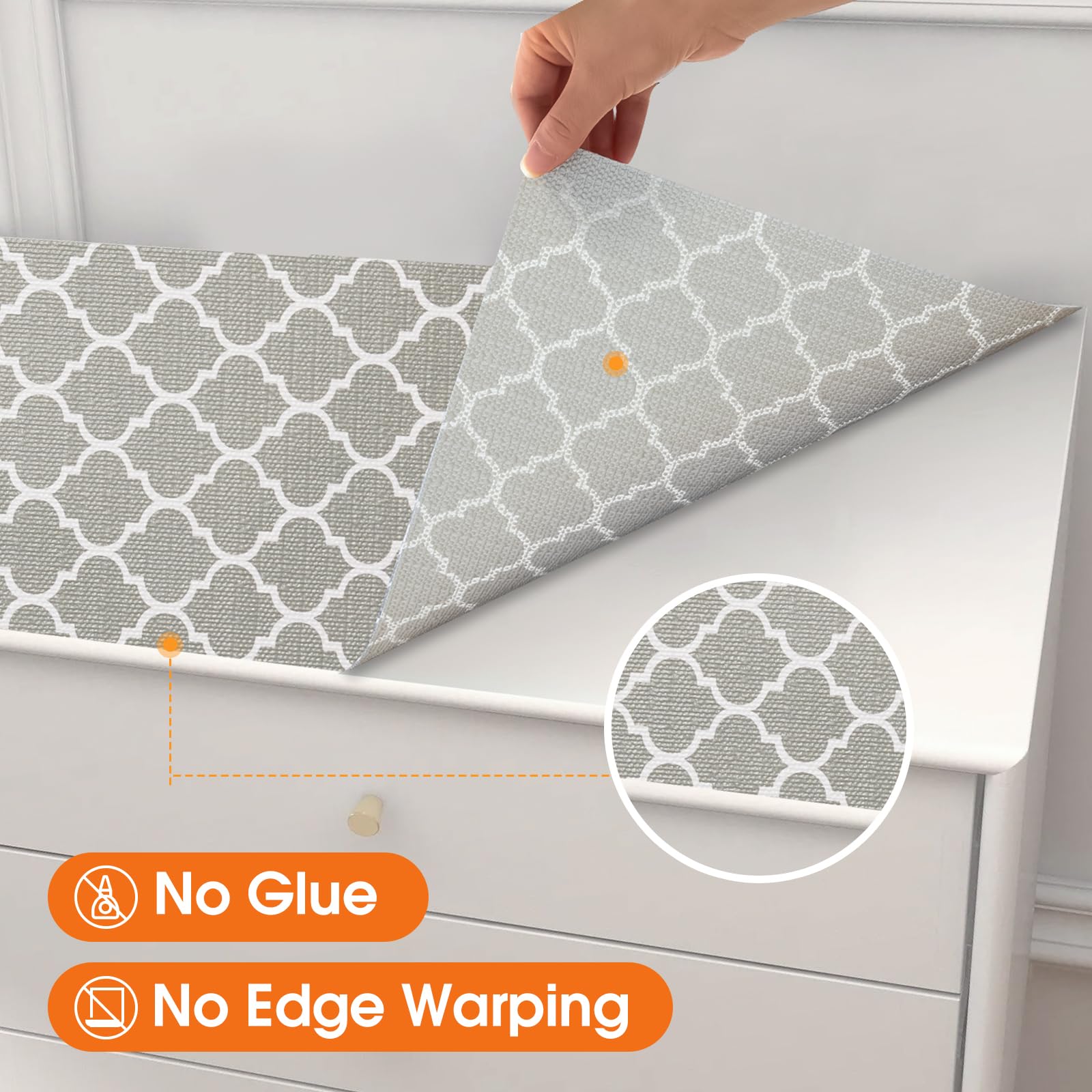 Windimiley Drawer and Shelf Liner for Kitchen Cabinets: Non Slip Fridge Liner Non Adhesive Shelf Paper Washable Reusable Easy to Clean Strong Grip Liner for Cupboard, Dresser Grey (12 in x 10 FT)