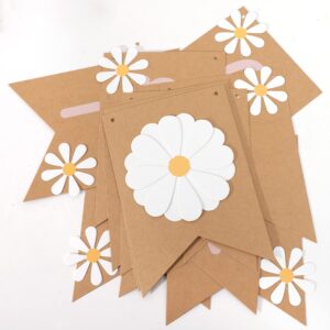 Daisy Happy Birthday Banner - Daisy Theme Birthday,Wildflower Birthday Banner, Groovy Birthday Theme for 1st Birthday, Daisy Themed Birthday Party Decoration Banne，Girl 1st Birthday Decoration