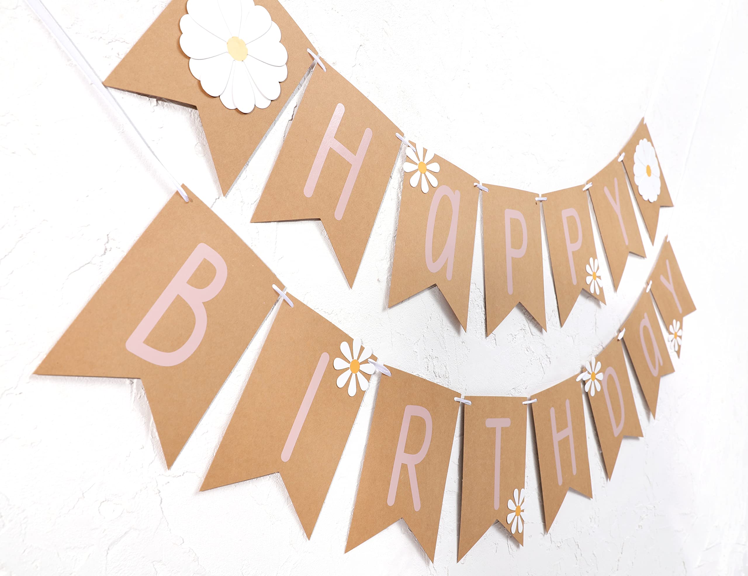 Daisy Happy Birthday Banner - Daisy Theme Birthday,Wildflower Birthday Banner, Groovy Birthday Theme for 1st Birthday, Daisy Themed Birthday Party Decoration Banne，Girl 1st Birthday Decoration