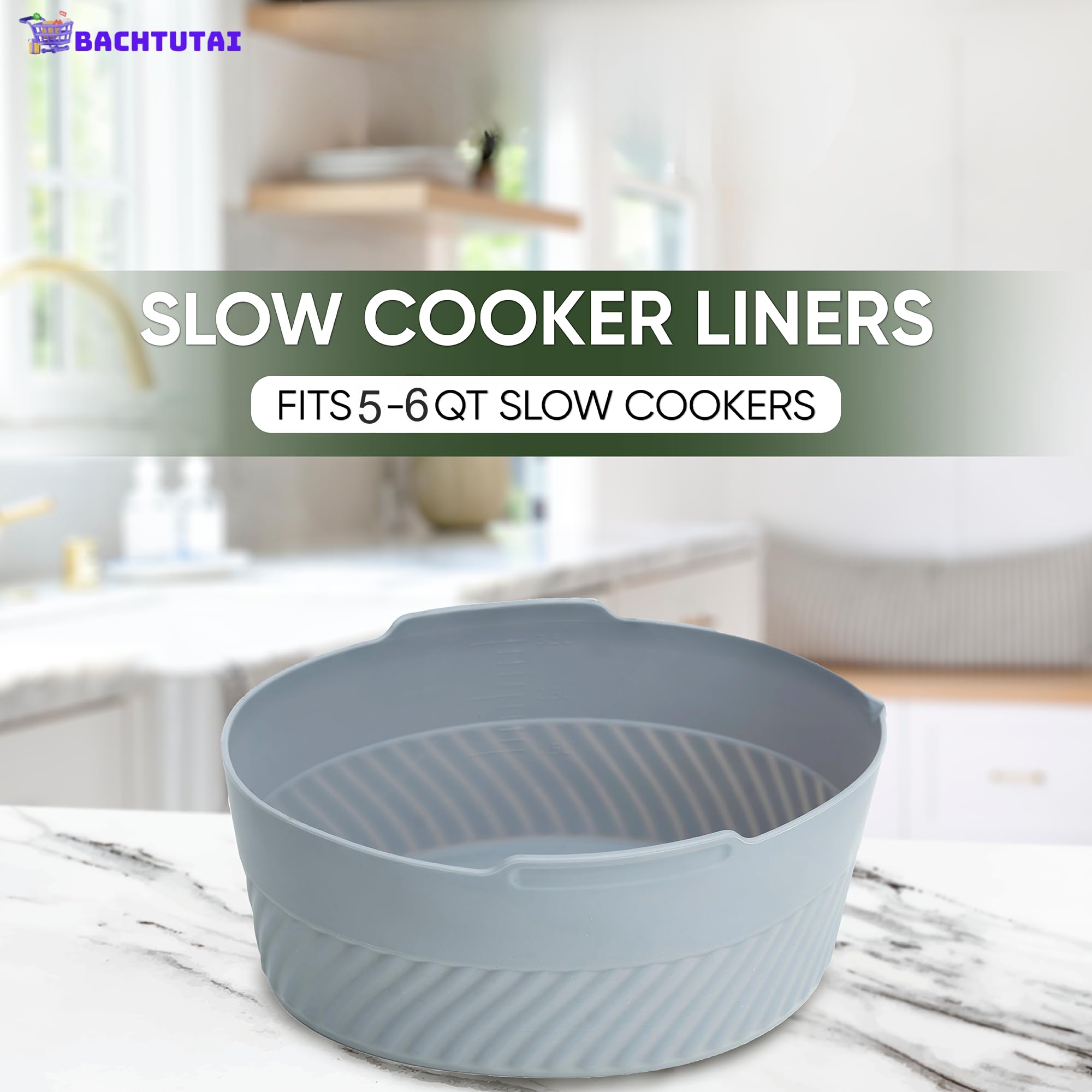 Silicone Slow Cooker Liners For 5QT - 6QT - 7QT(small) Oval Crock Pot, Fits When The Lid Is Closed, Silicone Reusable Crock Pot, BPA Free Food Safe & Dishwasher Safe, Being Scratched.