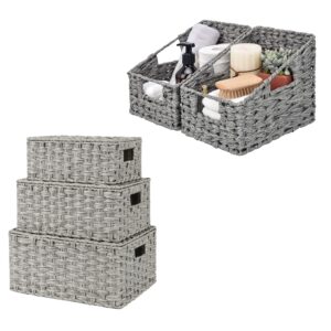 granny says bundle of 3-pack wicker baskets for storage & 2-pack wicker shelf baskets