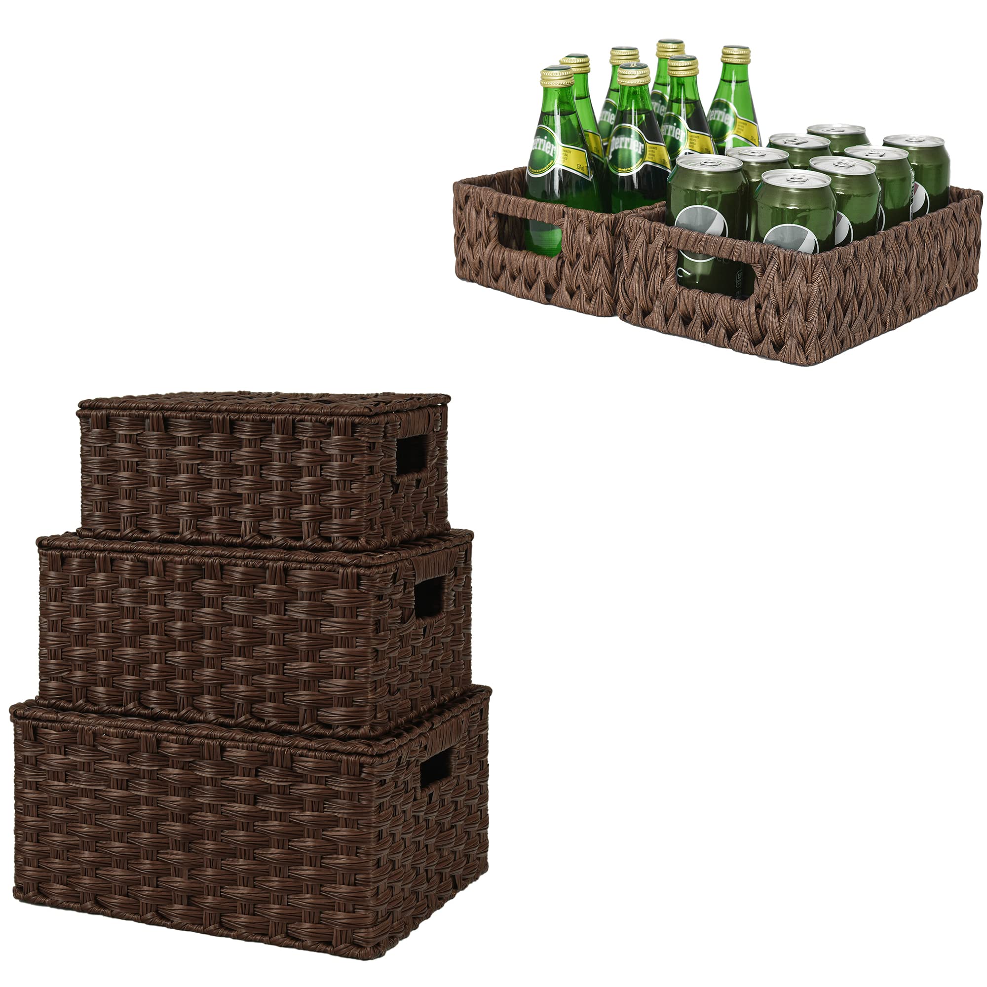 GRANNY SAYS Bundle of 3-Pack Wicker Baskets & 2-Pack Wicker Shelf Baskets