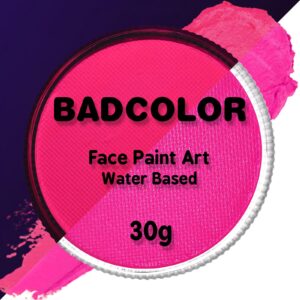 neon hot pink uv face body paint(30g/1oz), water based blacklight fluorescent glow face body painting color for music festivals, nights out, halloween, sports and party