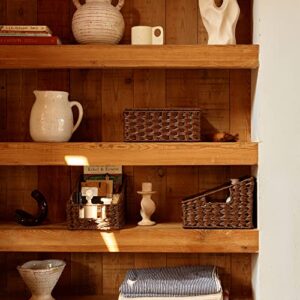 GRANNY SAYS Bundle of 3-Pack Wicker Shelf Baskets for Organizing & 1-Pack Rectangle Wicker Basket