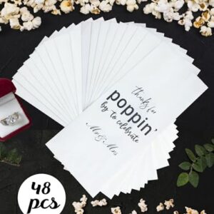 48Pcs Thanks for Poppin' By to Celebrate Popcorn Bags Engagement Wedding Party Favors Popcorn Bags Engaged Wedding Bridal Shower Goody Snack Treat Bags Grease Resistant