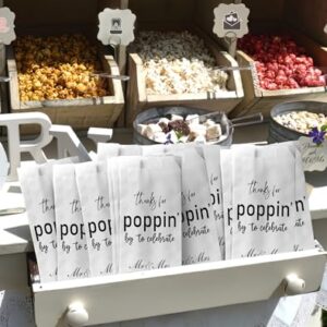 48Pcs Thanks for Poppin' By to Celebrate Popcorn Bags Engagement Wedding Party Favors Popcorn Bags Engaged Wedding Bridal Shower Goody Snack Treat Bags Grease Resistant