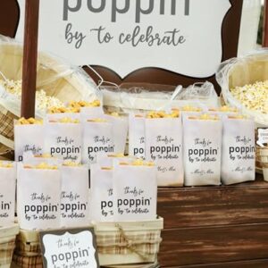 48Pcs Thanks for Poppin' By to Celebrate Popcorn Bags Engagement Wedding Party Favors Popcorn Bags Engaged Wedding Bridal Shower Goody Snack Treat Bags Grease Resistant