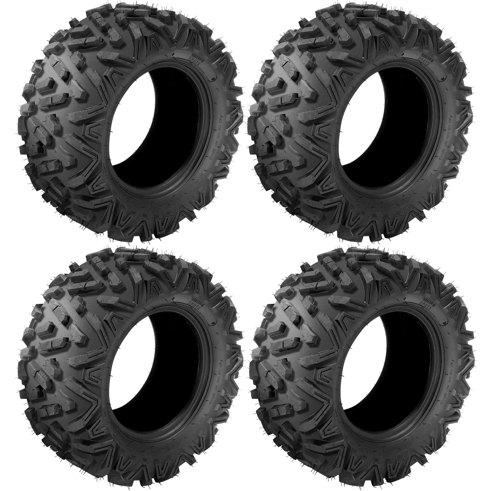 TUFFIOM Set of 4 ATV UTV All-terrain Tires 25x8-12 Front & 25x10-12 Rear, 6 PR, Tubeless