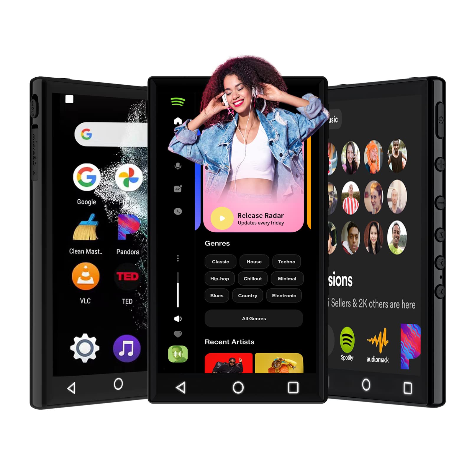 4.3" MP3 Player with Bluetooth and WiFi, Android Streaming Music Player with Spotify, Portable HiFi Sound Walkman Digital Audio Player with Speaker,Mp4 Player with Play,Support APP Download