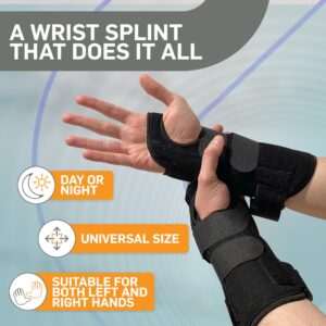 BracEasy Carpal Tunnel Wrist Brace: Wrist Support Brace/Hand Brace For Carpal Tunnel Relief, Tendonitis, Wrist Brace For Arthritis Pain And Support, Wrist Brace For Sprained Wrist [Black; 2-Pack]