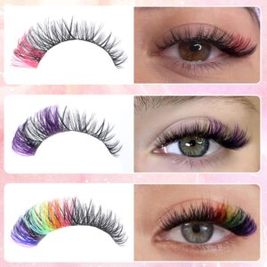 Colored Lash Clusters Individual Lashes D Curl 14mm 16mm Mixed 6 Colors Rainbow DIY Eyelash Extension Colorful Cluster Lashes Pack by EYDEVRO