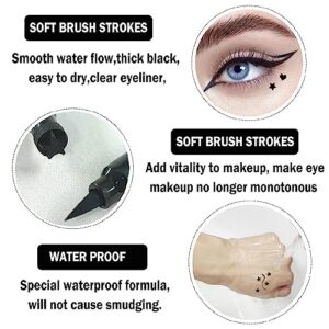 5PCS Eyeliner Stamp Set Liquid Winged Eyeliner Stamp Pen Double-headed Black Eye Liner Pencil long-lasting Waterproof Stamp Eyeliner Set for Eye Makeup - Star, Heart, Flower, Butterfly, Triangle