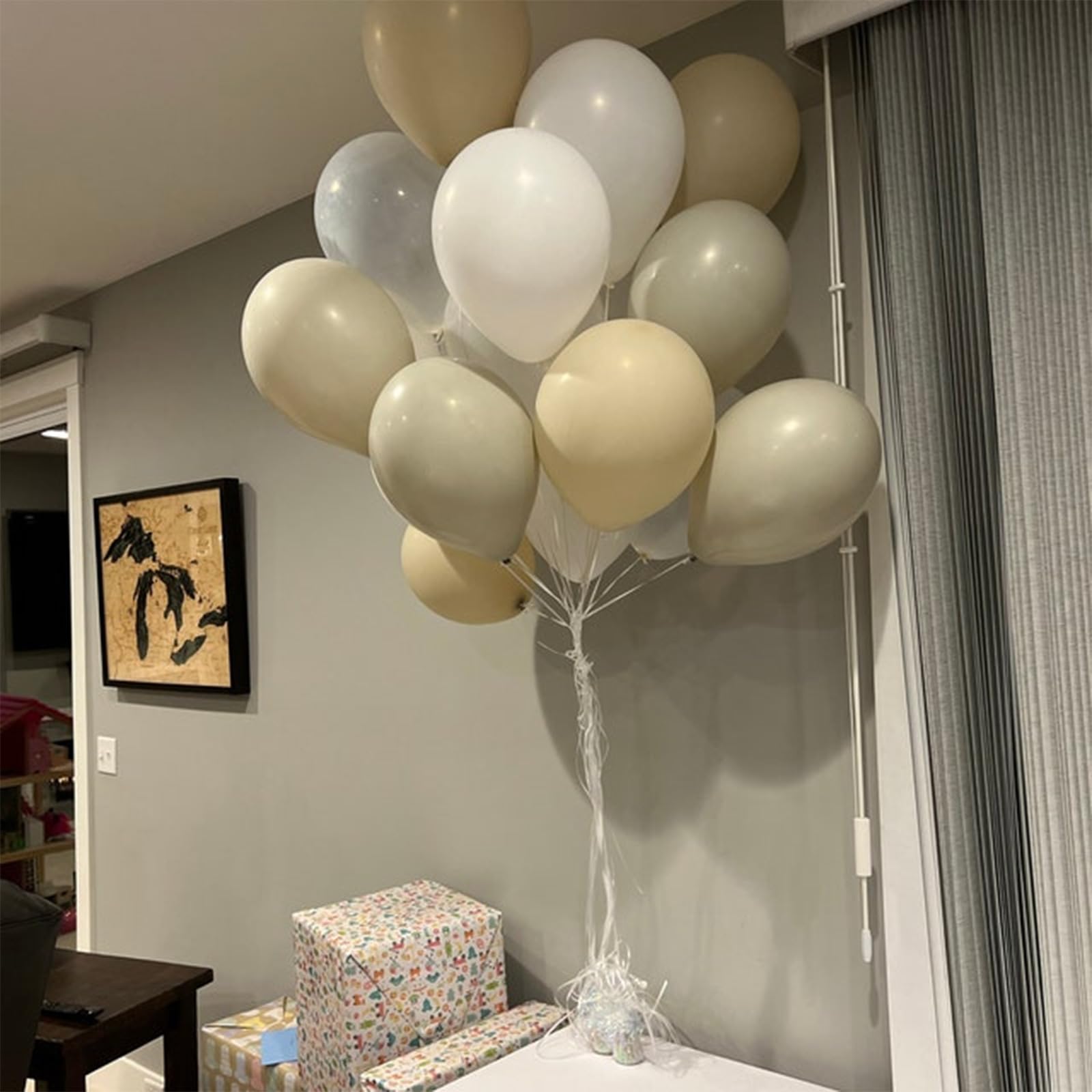 White Gold Balloons 60 Pcs, 12Inch Beige Gold Neutral Party Balloons, Matte White Ivory White Sand and Champagne Gold Latex Nude Balloons with Transparent Balloons for Boho Birthday Party Decorations