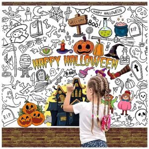 halloween giant coloring poster for kids, 31.5 x 39.37 inch happy halloween jumbo coloring poster with pumpkin, huge coloring paper large coloring sheets for halloween school home birthday party