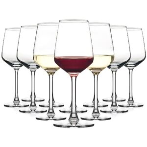 umeied 12oz red wine glasses set of 12, long stemmed durable crystal clear wine glasses, premium wine glasses, perfect for wine tasting, wedding, party and home