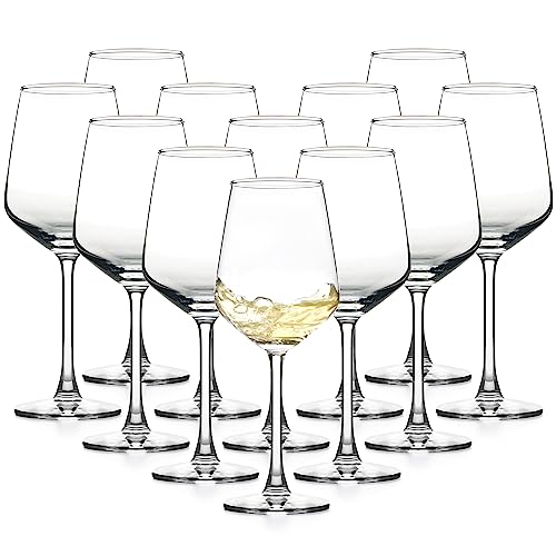 UMEIED 12oz Red Wine Glasses Set of 12, Long Stemmed Durable Crystal Clear Wine Glasses, Premium Wine Glasses, Perfect for Wine Tasting, Wedding, Party and Home