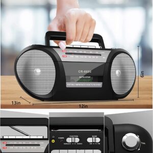 Cassette Player AM FM Radio Boombox: Retro Portable Cassette Tape Player and Recorder with Dual Stereo Speaker,Standard Earphone Jack,Cassette Boombox Powered by 4 D Cell Batteries Or AC Power