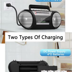 Cassette Player AM FM Radio Boombox: Retro Portable Cassette Tape Player and Recorder with Dual Stereo Speaker,Standard Earphone Jack,Cassette Boombox Powered by 4 D Cell Batteries Or AC Power