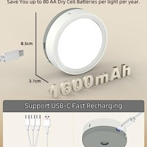 Rechargeable Color Changing Puck Lights, 1600mAh Battery Powered Tap Light with Remote Magnetic Push lights Stick On Closet Lights Wireless LED USB Shelf Light RGB Under Cabinet Touch Lights Classroom